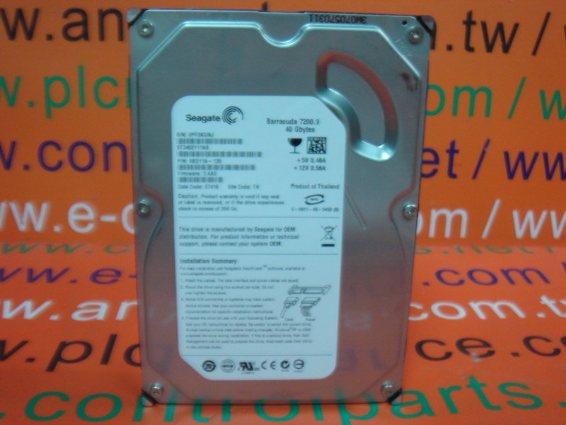 Seagate ST3402111AS 40GB SATA Hard Disk - 裕益科技自動化設備可程式編碼器PLC分散式控制系統DCS